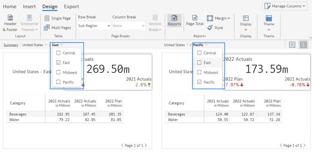 Building a comparison report in Power BI - Inforiver