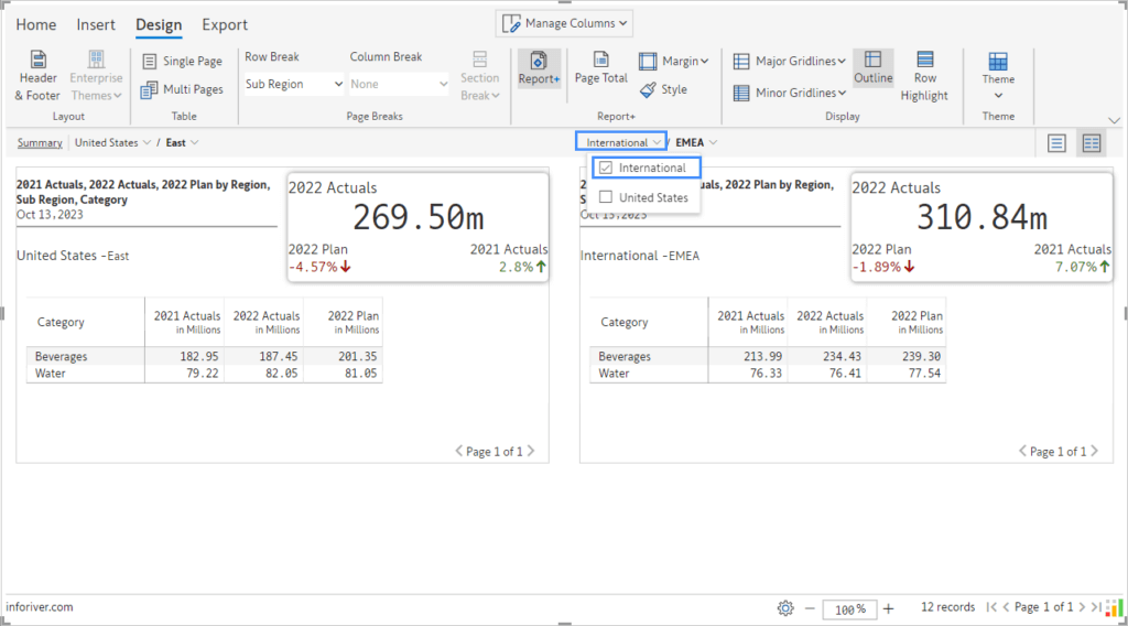Building a comparison report in Power BI - Inforiver