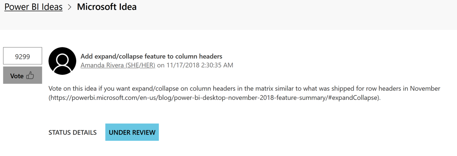 Expand/collapse column hierarchy in Power BI - Inforiver