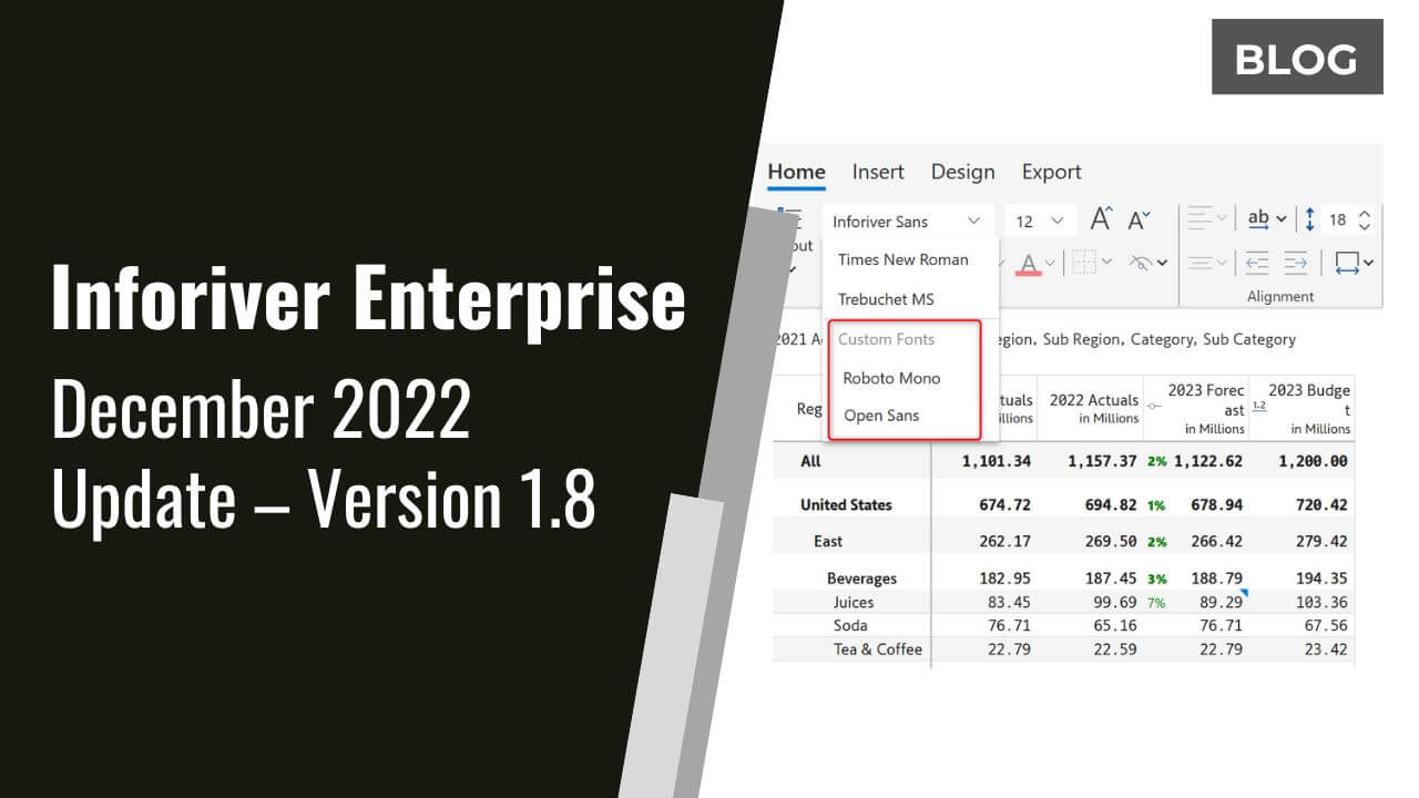 Inforiver Enterprise December 2022 Update – Version 1.8 - Inforiver