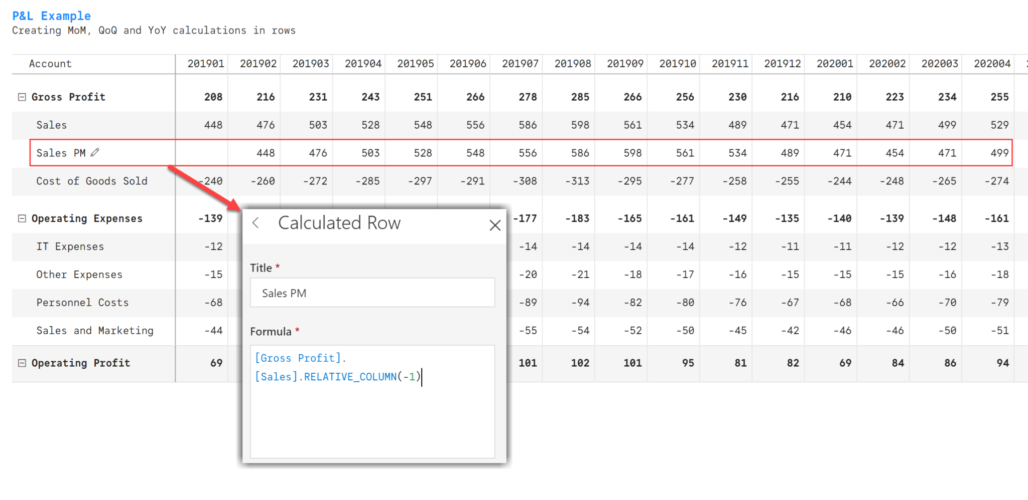 Excel-like MoM, QoQ, YoY % Calculations in Rows in Power BI - Inforiver